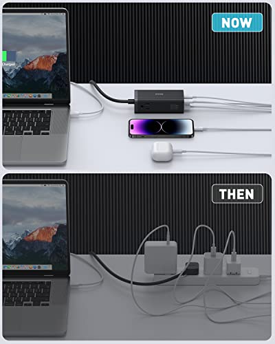 Baseus USB C Charger - PowerCombo On 100W Power Strip with 4 USB Ports & 2 Outlet Extender - USB Charging Station for MacBook Pro/Laptops/iPhone/Samsung/iPad Fast Charging