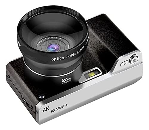 Camera Vlogging Camera, 4K Digital Camera for with WiFi 16X Digital Zoom 180 Degree Flip Screen Wide Angle Lens, Macro Lens Digital Camera
