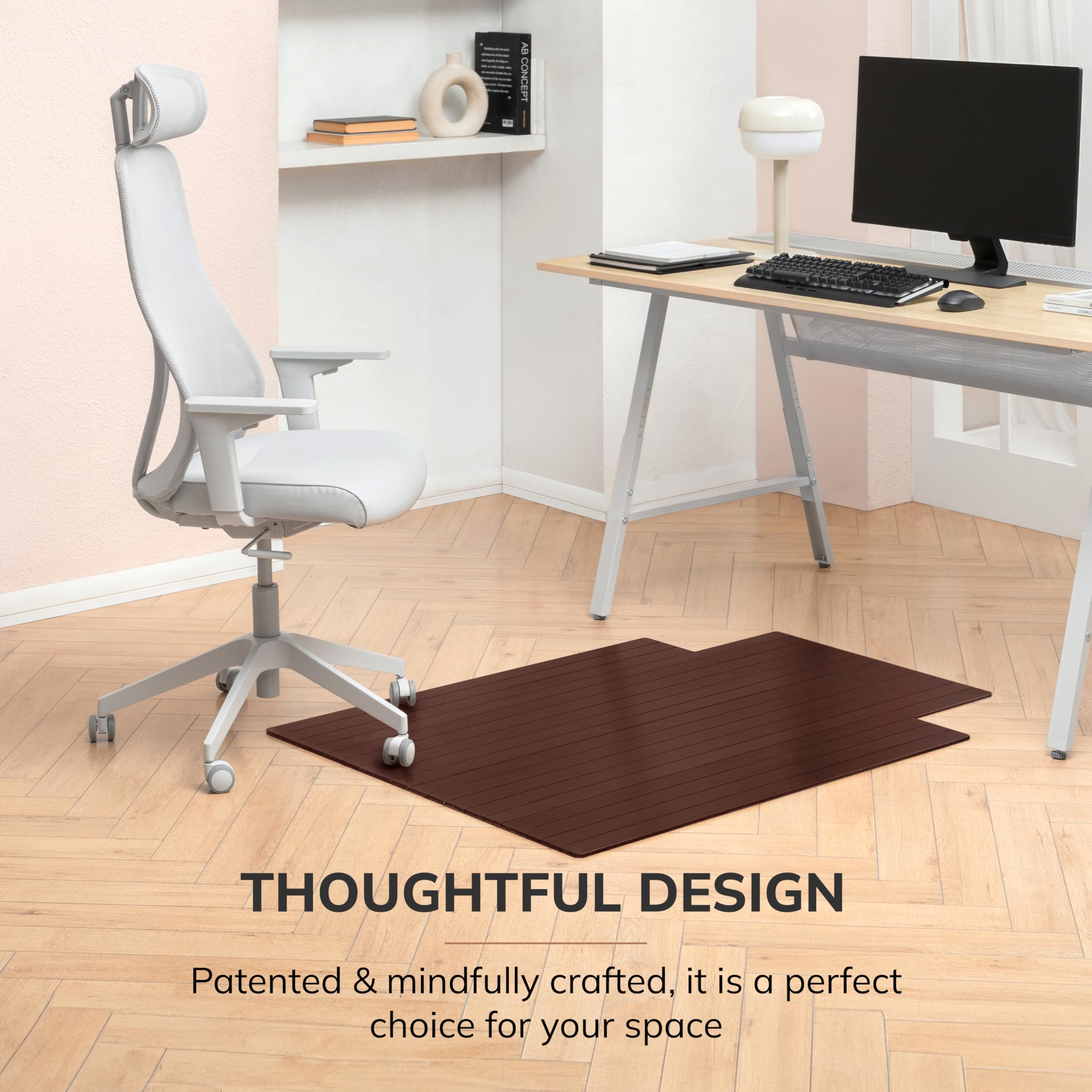 Anji Mountain Standard Bamboo Roll-Up Chairmat, 36 x 48-Inch, 8mm Thick, Dark Cherry
