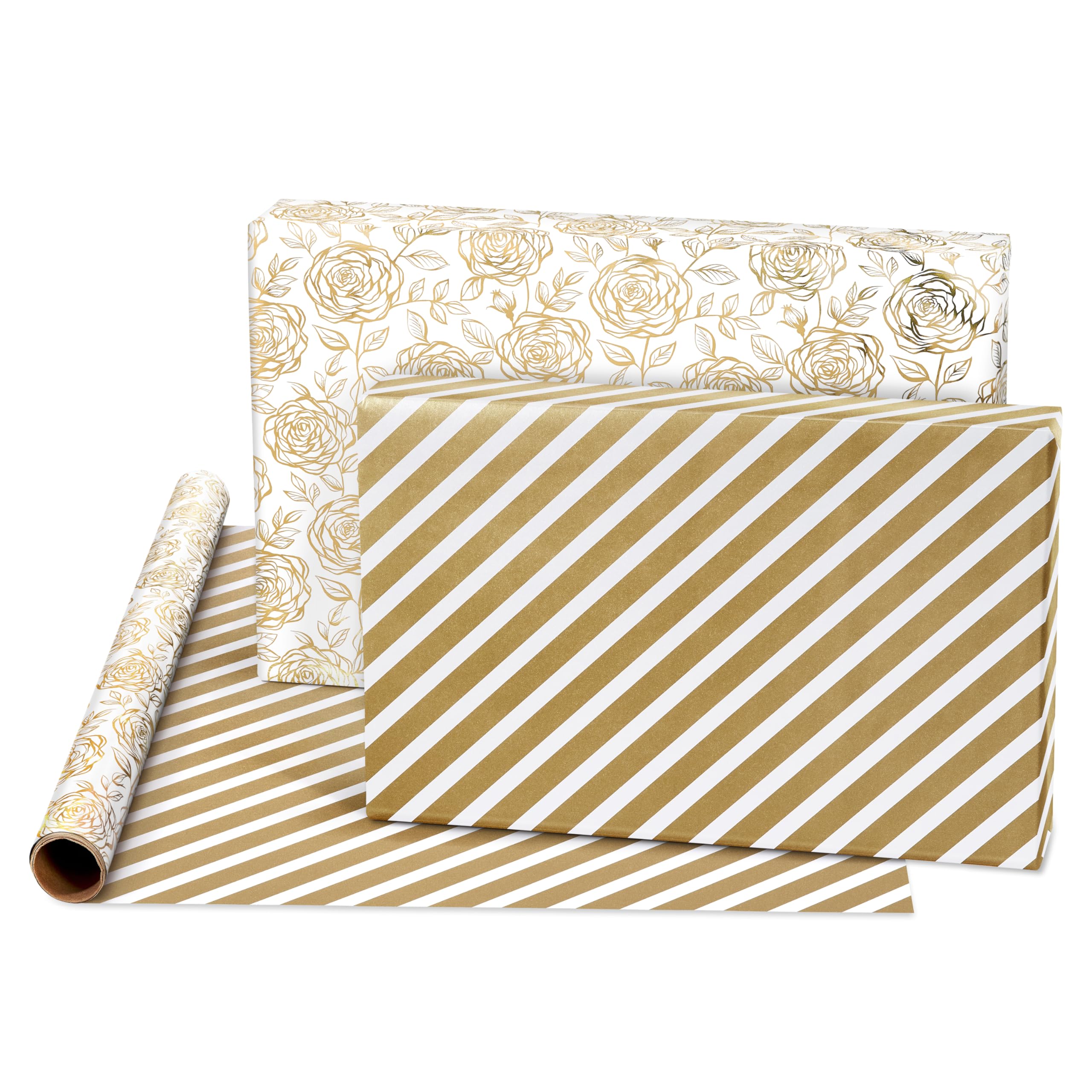 American Greetings Reversible Wedding Wrapping Paper, Bridal Designs (4 Rolls, 120 sq. ft.)