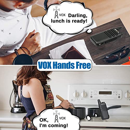 Retevis RT22 Walkie Talkies, Mini 2 Way Radio Rechargeable, VOX Handsfree, Portable, Two-Way Radios Long Range with Earpiece, for Family Kids Road Trip Camping Hiking (2 Pack, Black)