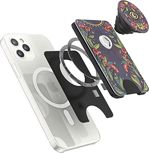 PopSockets: Phone Wallet with Expanding Grip, Phone Card Holder, Wireless Charging Compatible, Wallet for MagSafe - Floral Bohemian