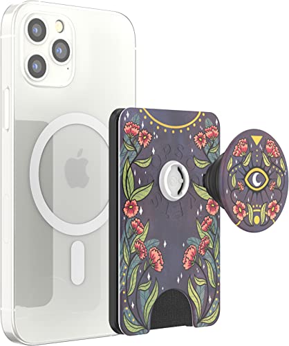 PopSockets: Phone Wallet with Expanding Grip, Phone Card Holder, Wireless Charging Compatible, Wallet for MagSafe - Floral Bohemian