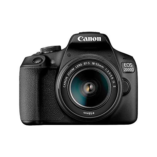 EOS 2000D DSLR Camera and EF-S 18-55 mm f/3.5-5.6 is II Lens, Black (Renewed)