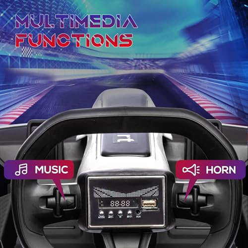 Aosom 24V 7.5 MPH Electric Go Kart with Adjustable Seat, Drifting Car Battery Powered Ride on Toy Outdoor with Slow Start, Button Start, Music, Honking Horn, Lights, for 6-12 Years Old, White