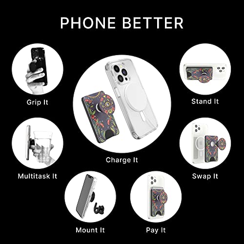 PopSockets: Phone Wallet with Expanding Grip, Phone Card Holder, Wireless Charging Compatible, Wallet for MagSafe - Floral Bohemian