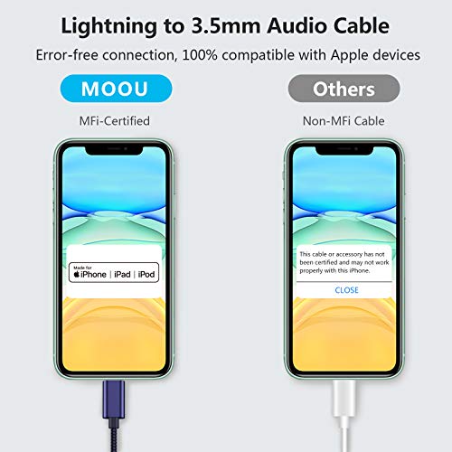 MOOU iPhone Aux Cord for Car, Apple MFi Certified Lightning to 3.5 mm Audio Cable for Headphone Speaker Compatible with iPhone 13/13 Pro/13 Pro Max/12/12Pro/12 Pro Max/11/11 Pro Max/X/XS/XR/8, 6.6FT