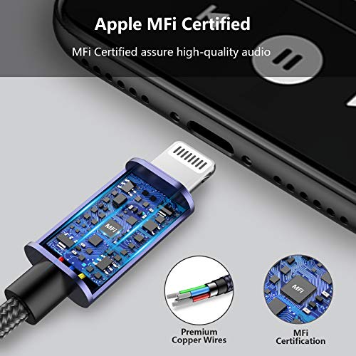 MOOU iPhone Aux Cord for Car, Apple MFi Certified Lightning to 3.5 mm Audio Cable for Headphone Speaker Compatible with iPhone 13/13 Pro/13 Pro Max/12/12Pro/12 Pro Max/11/11 Pro Max/X/XS/XR/8, 6.6FT