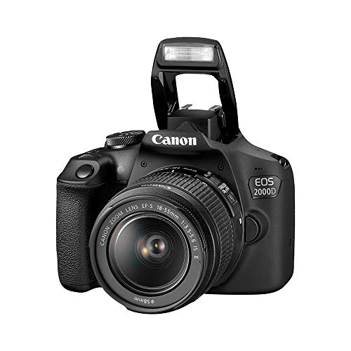 EOS 2000D DSLR Camera and EF-S 18-55 mm f/3.5-5.6 is II Lens, Black (Renewed)