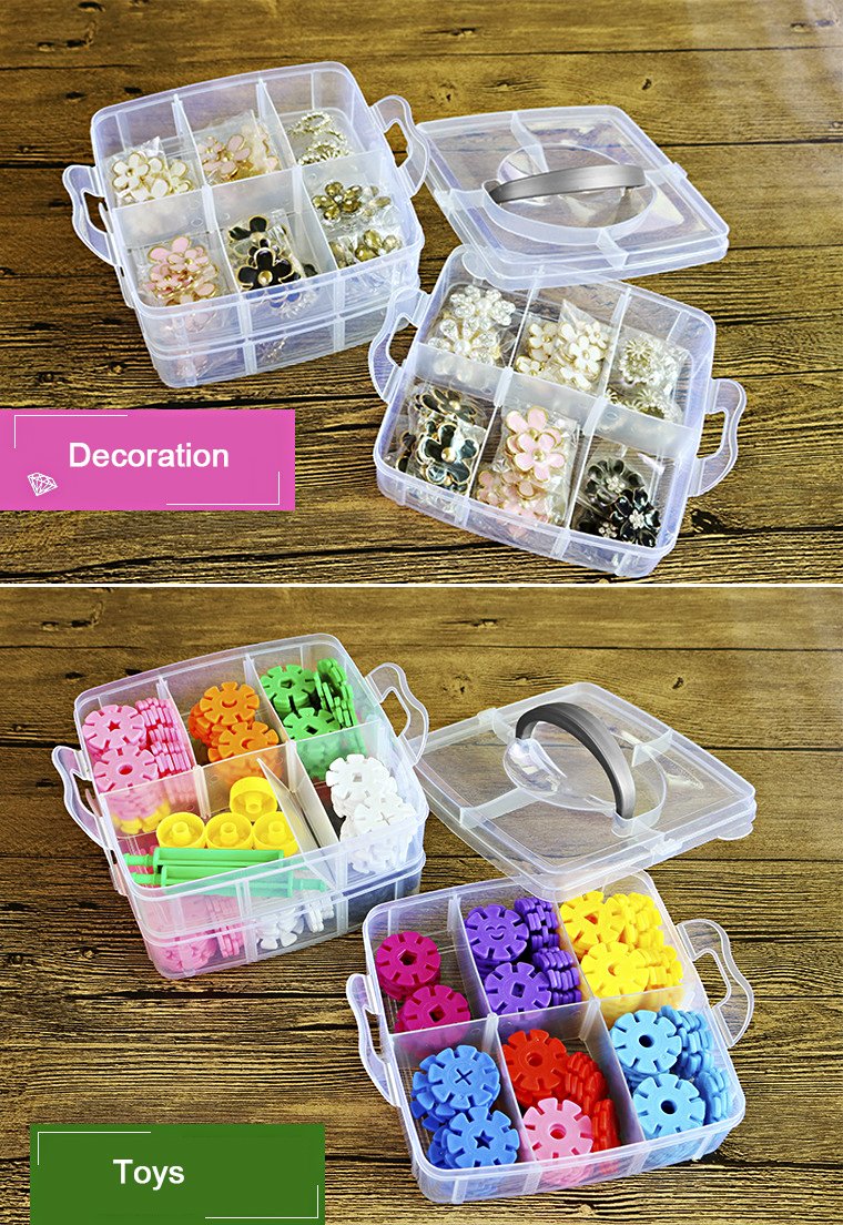 Clear Adjustable Jewelry Bead Sewing Organizer Box Storage Transparent Container Case (18 Compartments)