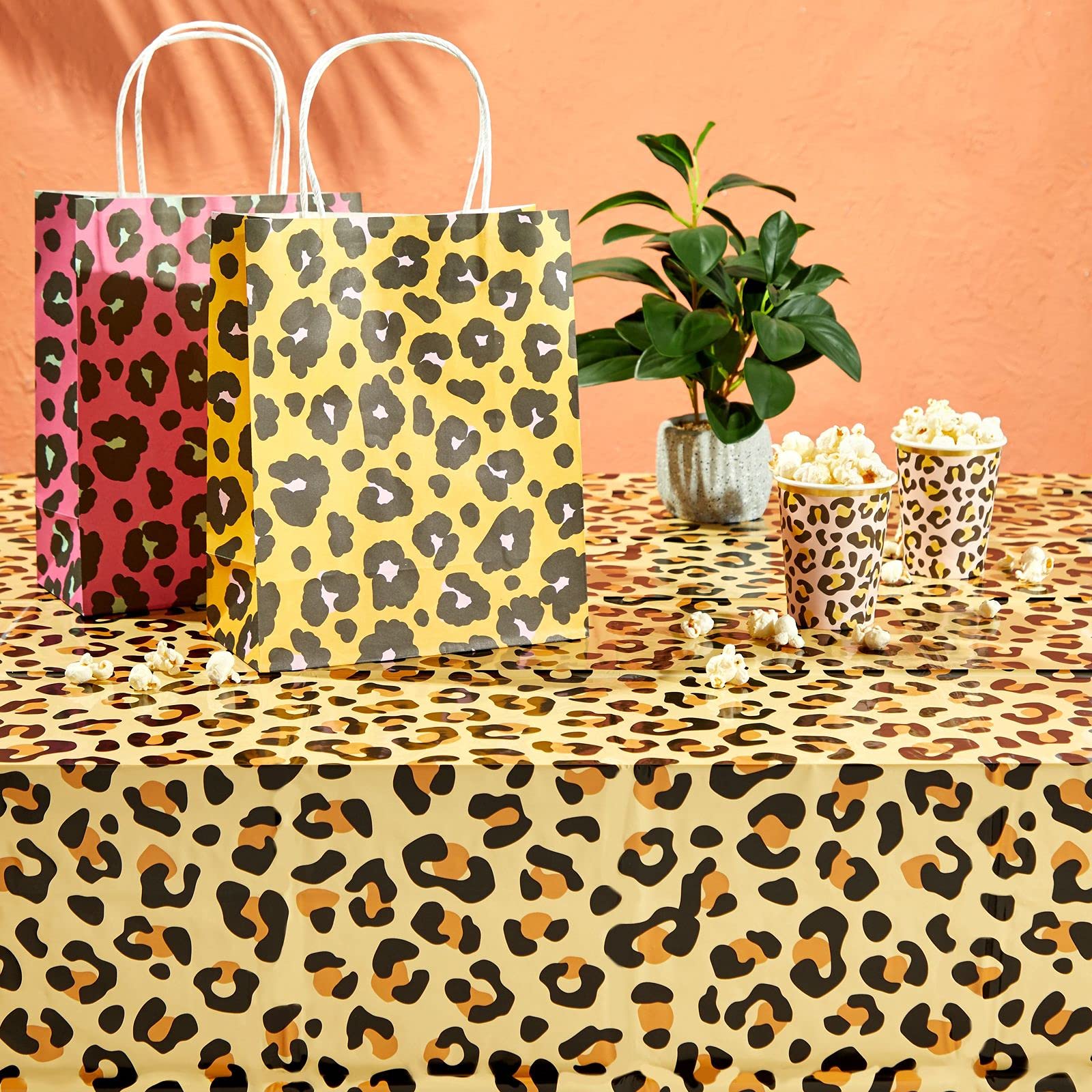 Animal Print Tablecloths for Jungle Safari Birthday Party (54x108 in, 4 Pack)