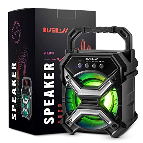 Portable Wireless Bluetooth Speaker for iPhone, Android, iPod and More - Rechargeable Bluetooth Speaker for Kids & Adults - Mini Speaker with Party Lights, for Hiking, Camping, Picnic and Boating.