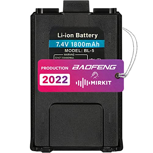 MIRKIT Baofeng Battery BL-5 7.4V 1800 mAh Big Capacity Li-ion for DM-5R UV-5R UV-5R Plus UV-5RE BF-F8HP UV-5R V2+ Plus UV-5RTP Series Two Way Radio Store