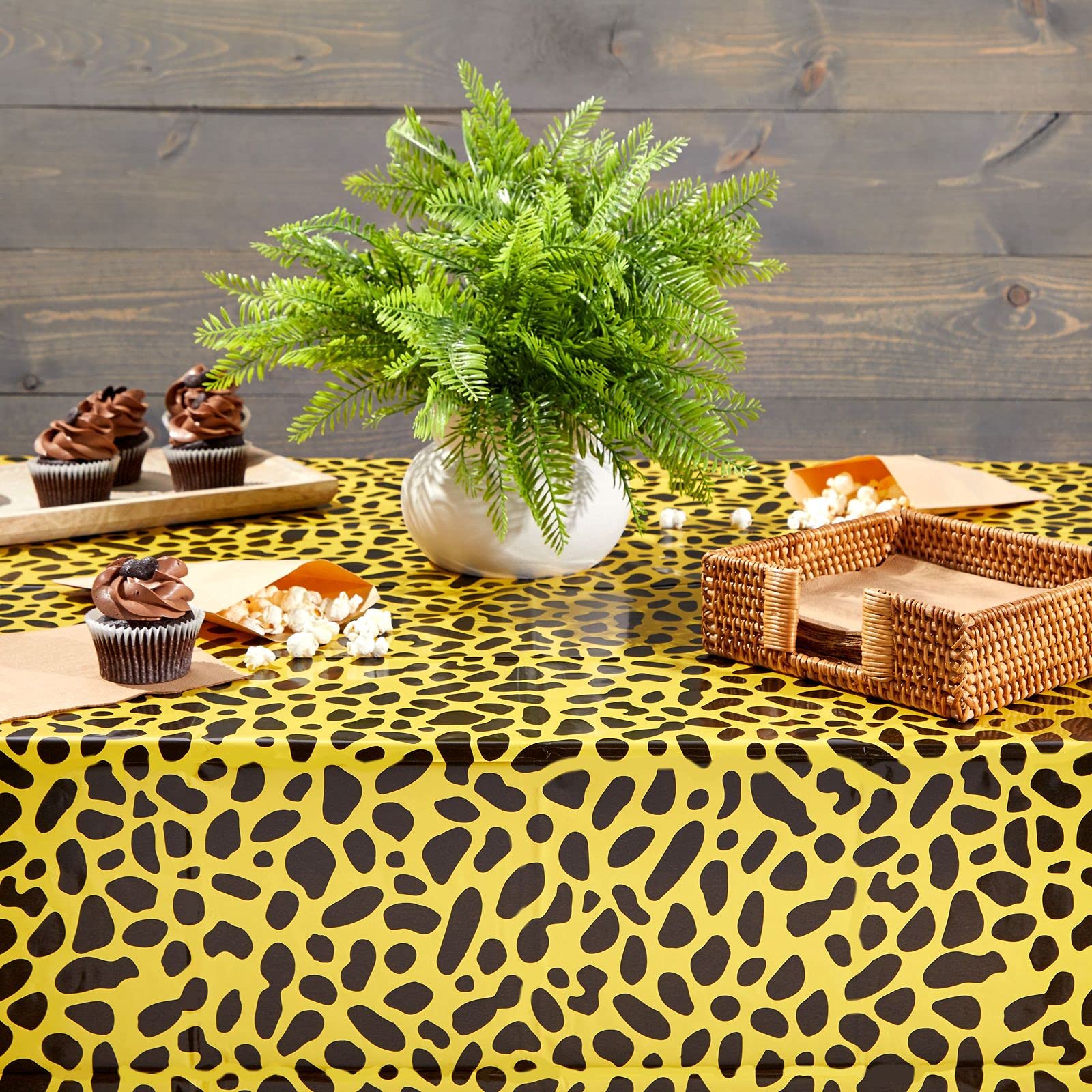 Animal Print Tablecloths for Jungle Safari Birthday Party (54x108 in, 4 Pack)