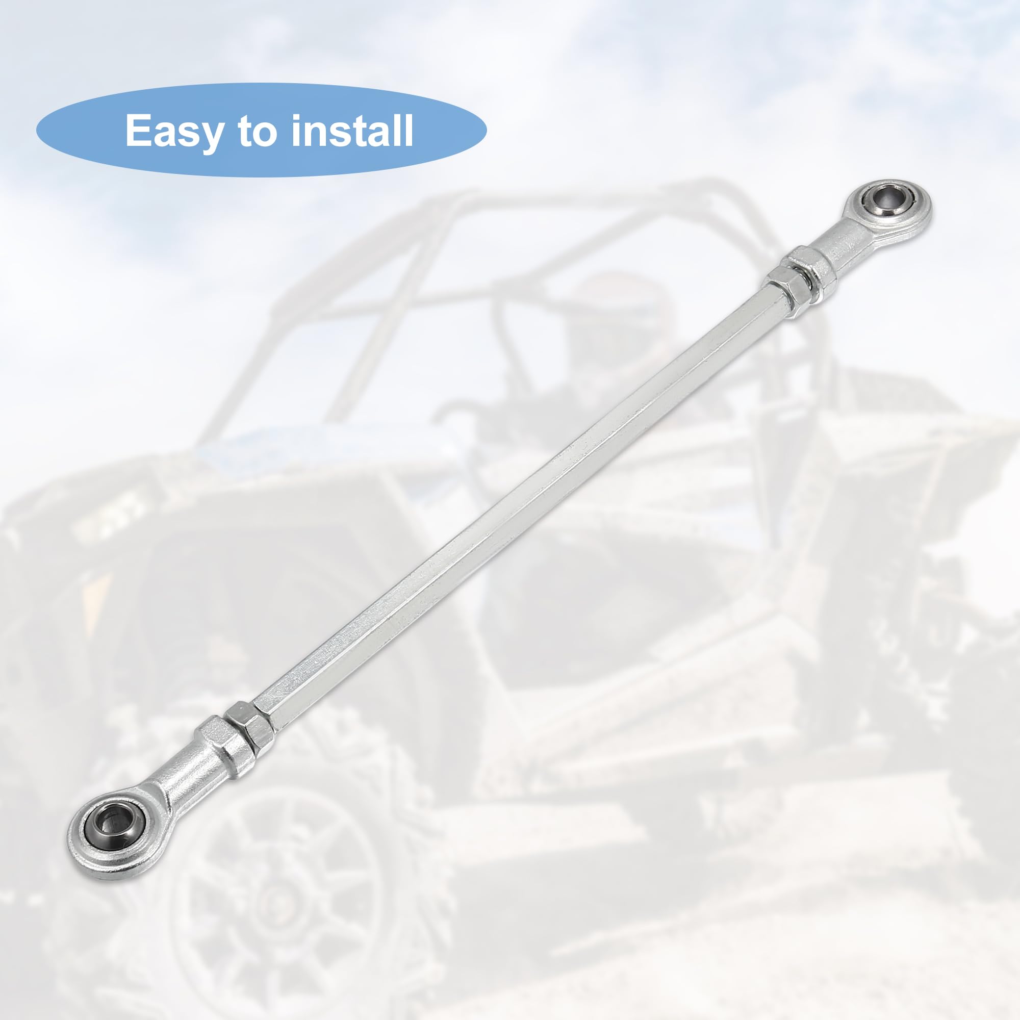 Motoforti 2pcs 238mm Length 8mm Hole Diamete Adjustable Steering Tie Rod Ball Joint for 49cc Electric ATV Go Kart Accessory Steering Column Steering Suspension Silver Tone