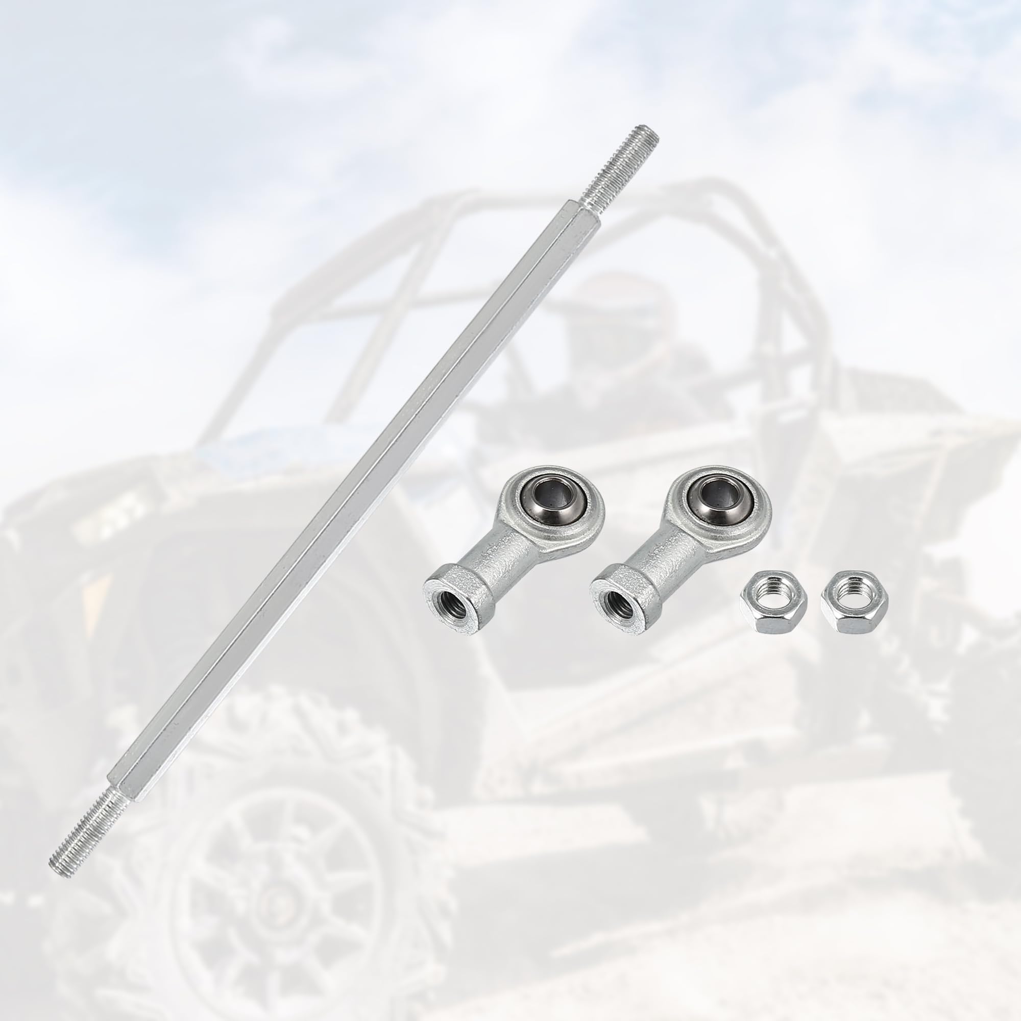 Motoforti 2pcs 238mm Length 8mm Hole Diamete Adjustable Steering Tie Rod Ball Joint for 49cc Electric ATV Go Kart Accessory Steering Column Steering Suspension Silver Tone