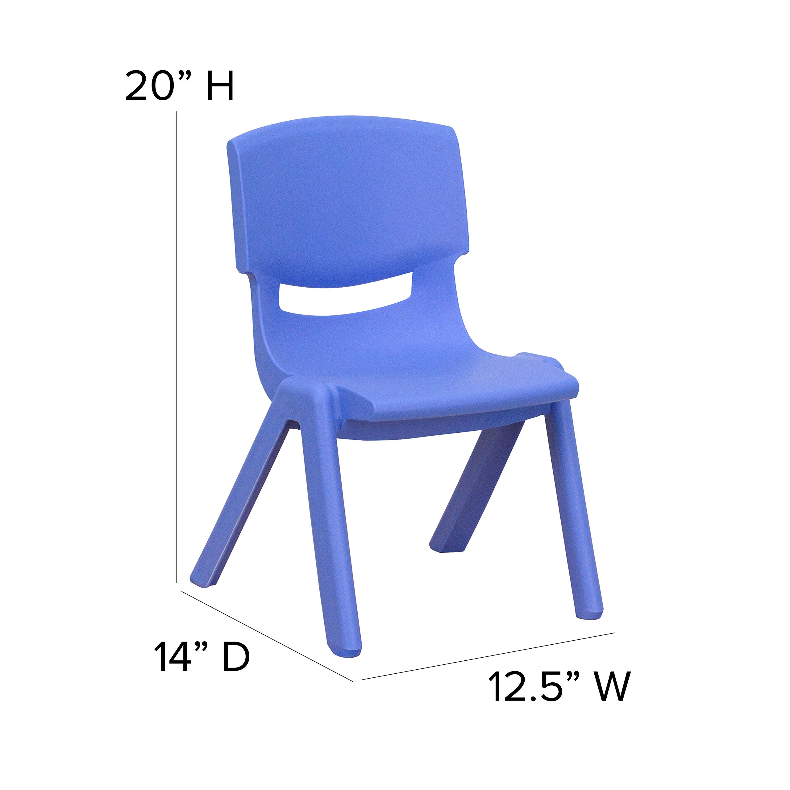 EMMA + OLIVER 2 Pack Blue Plastic Stackable School Chair with 10.5" H Seat, Preschool Chair