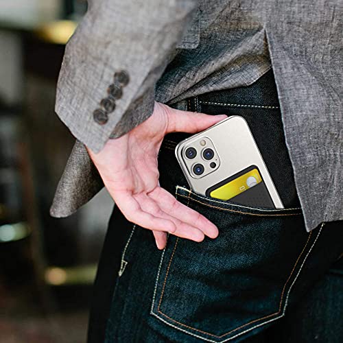 BIAJIYA Card Holder for Back of Phone for MagSafe Magnetic Silicone Wallet Compatible with iPhone 14/13/12/12 Pro/ 12 Mini/ 12 Pro Max Black
