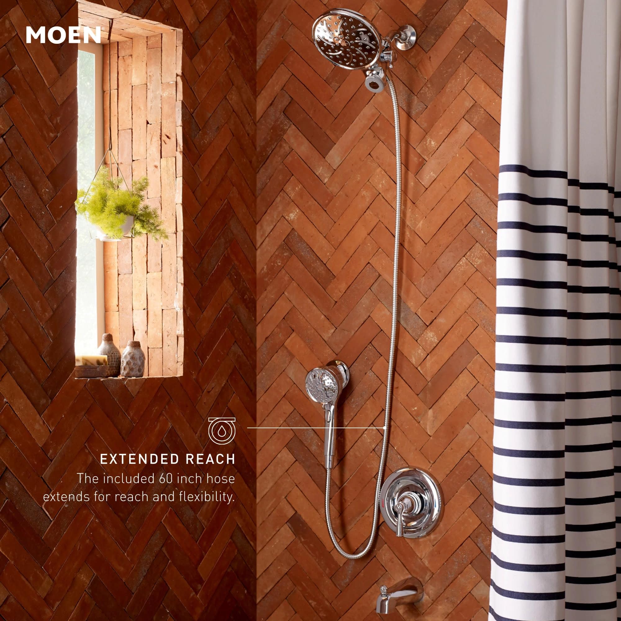 Moen Engage Magnetix Chrome 2.5 GPM Handheld/Rain Shower Head 2-in-1 Combo Featuring Magnetic Docking System, Rain Shower Head with Handheld Spray, 26009