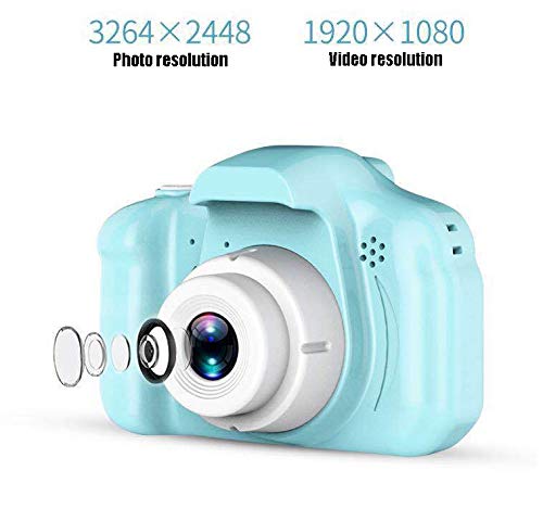 Alician Children Camera, Digital Kids Camera Selfie Camera, Mini SD Video Smart Shooting Digital Camera with 8GB Memory Card for Girls Boys Blue