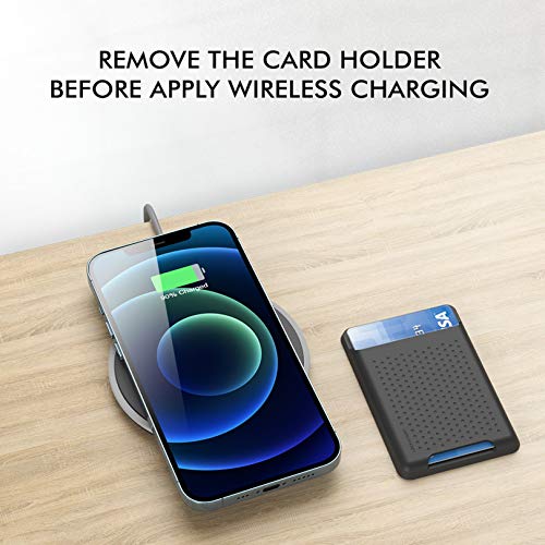 BIAJIYA Card Holder for Back of Phone for MagSafe Magnetic Silicone Wallet Compatible with iPhone 14/13/12/12 Pro/ 12 Mini/ 12 Pro Max Black