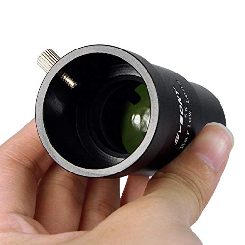 SVBONY Telescope Barlow Lenses, 1.25 Inch Telescope Accessory, Fully Metal Multi Coated Broadband Green Film Barlow Lens 5X for Telescope Astronomy Eyepiece