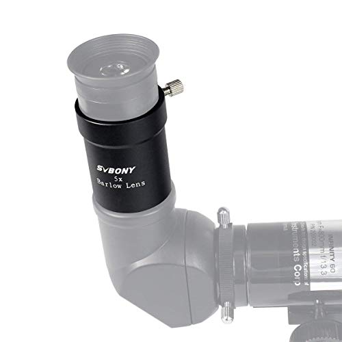 SVBONY Telescope Barlow Lenses, 1.25 Inch Telescope Accessory, Fully Metal Multi Coated Broadband Green Film Barlow Lens 5X for Telescope Astronomy Eyepiece