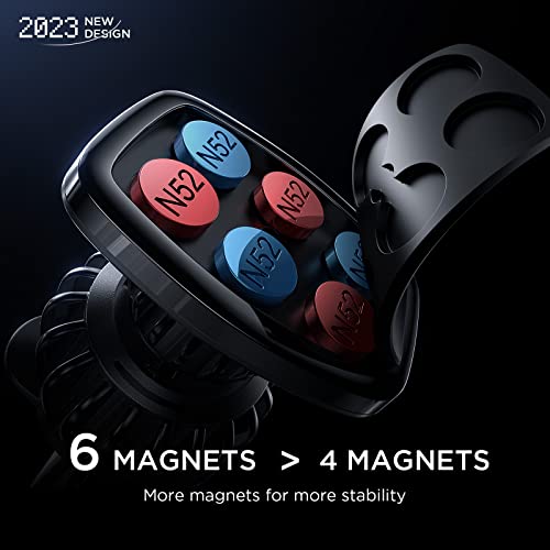 LISEN Magnetic Phone Holder for Car Mount [Easily Install] Car Phone Holder Mount [6 Strong Magnets] Cell Phone Holder for Car Case Friendly iPhone Car Holder for All Smartphones & Tablets