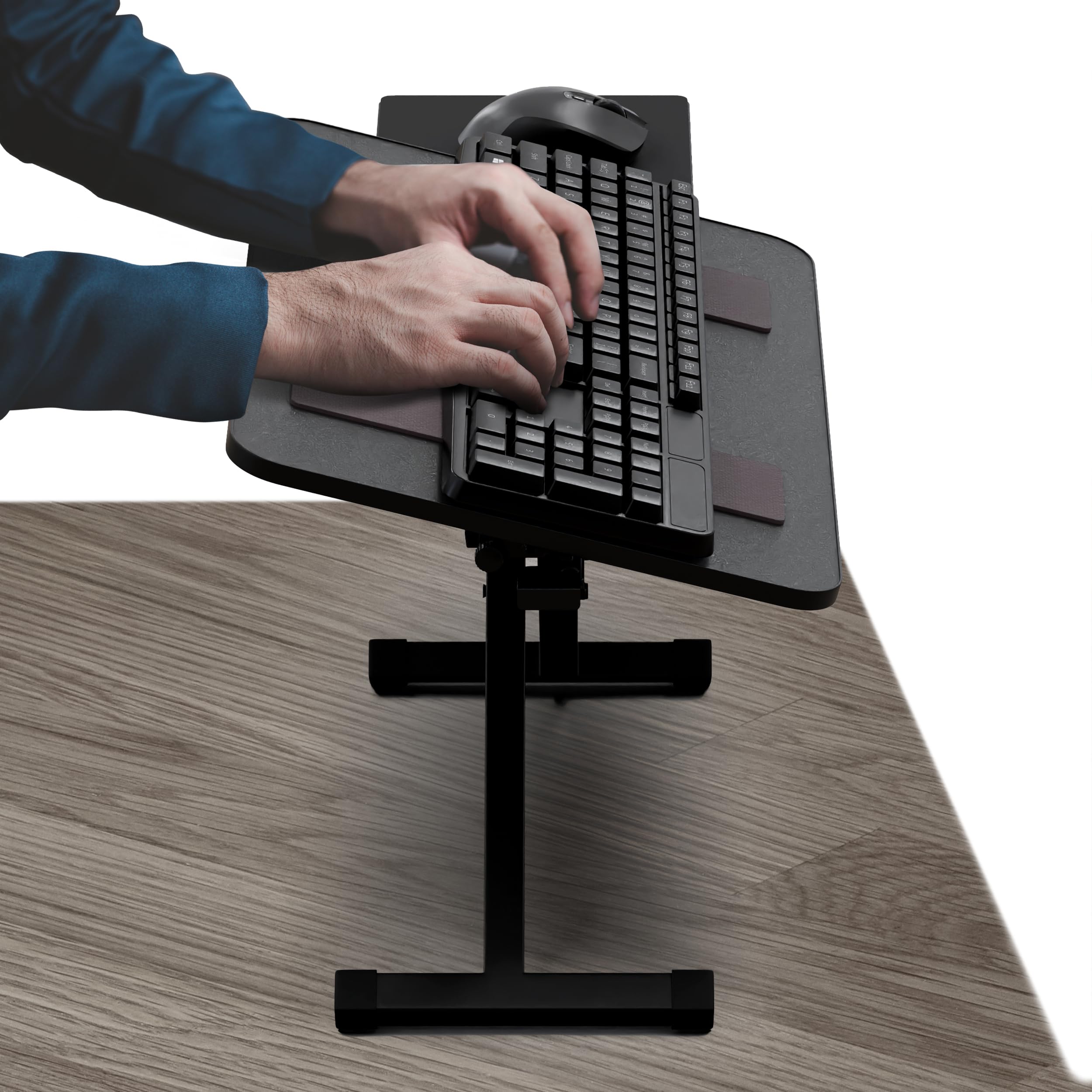 KT3 Ergonomic Computer Keyboard Stand Adjustable Height Angle Negative Tilt for standing up raise keyboards to standing height sit stand up on desk riser holder tray platform lift above desk black