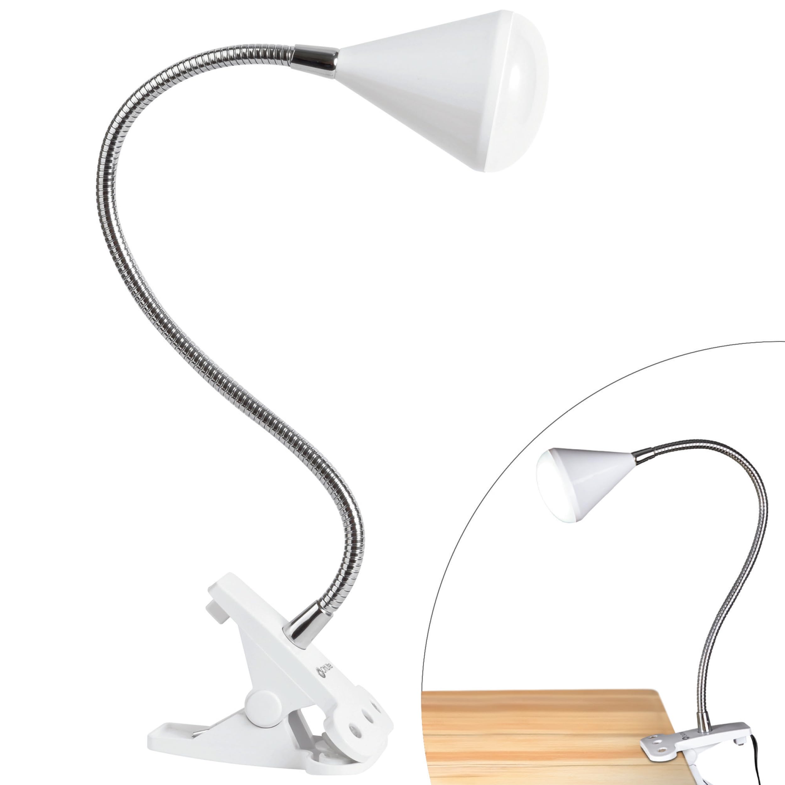OttLite LED Cone Clip Lamp | Task Lamp, Desk Lamp | Sturdy Clip, Flexible Neck | Great for Home, Office, Work Space, Dorm