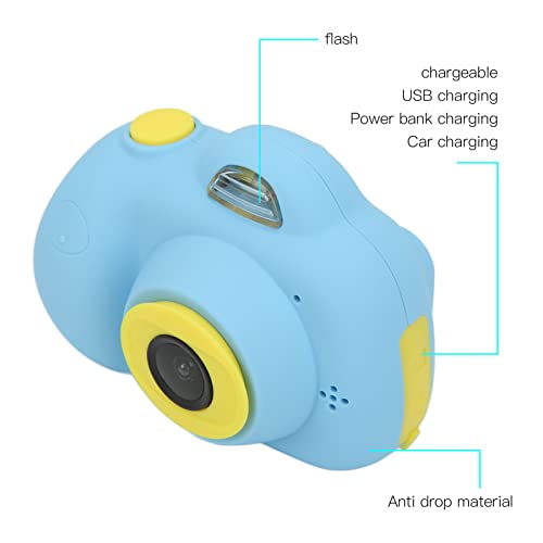 CHICIRIS Children Cartoon Digital Camera, 610mAh Large Capacity 2 Inch Dual Camera Mini Digital Camera for Taking Photo for Video