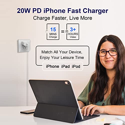 iPhone Fast Charger, [Apple MFi Certified] 2 Pack 20W USB C Power Delivery Wall Charger Block with 10FT Extra Long Type C to Lightning Fast Charging Data Sync Cable for iPhone 14 13 12 11 XS XR X iPad