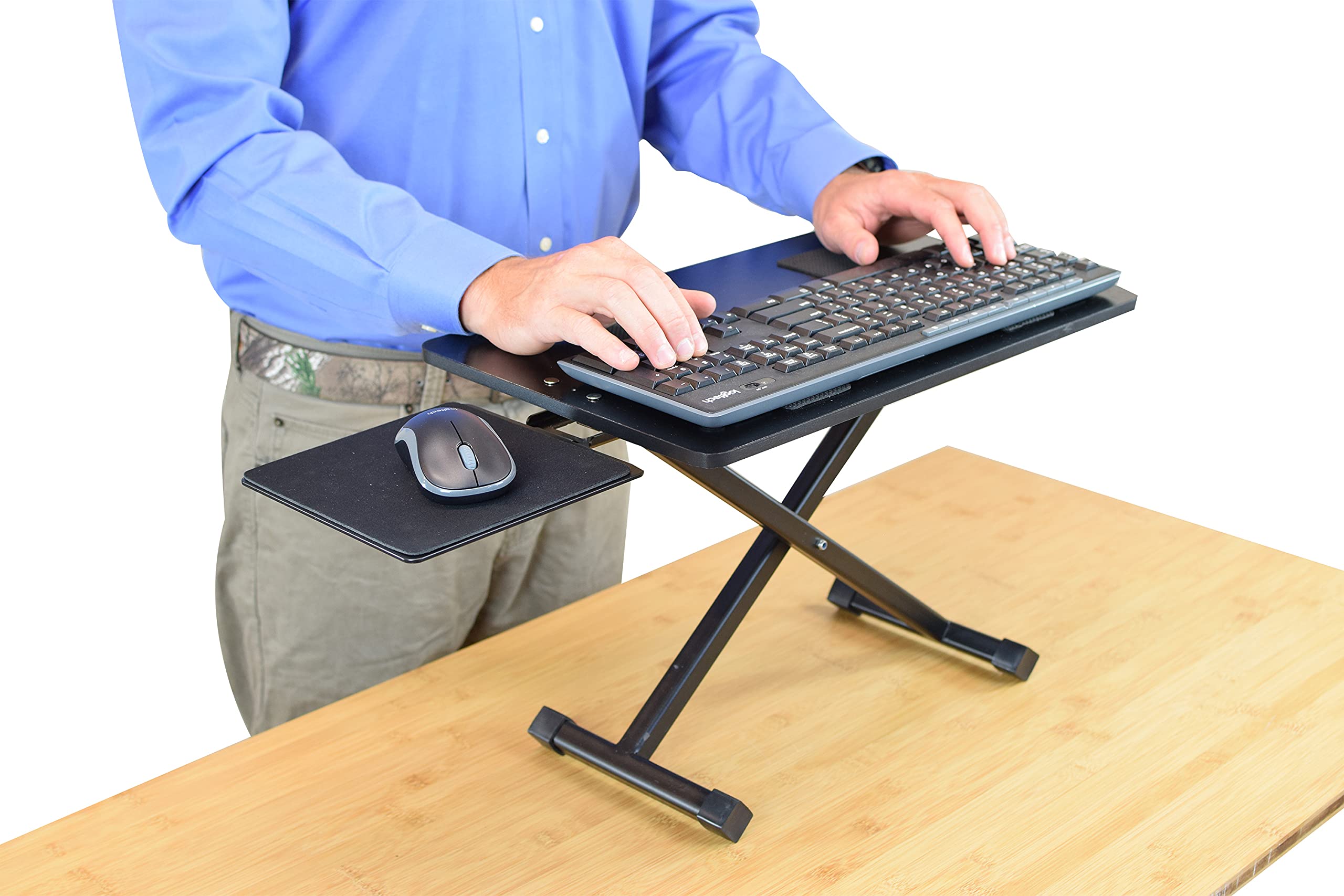 KT3 Ergonomic Computer Keyboard Stand Adjustable Height Angle Negative Tilt for standing up raise keyboards to standing height sit stand up on desk riser holder tray platform lift above desk black