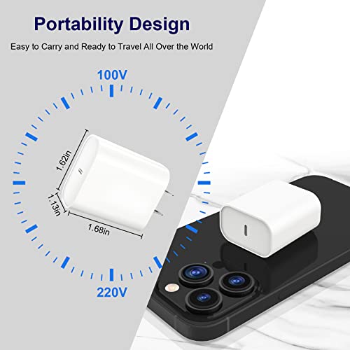 iPhone Fast Charger, [Apple MFi Certified] 2 Pack 20W USB C Power Delivery Wall Charger Block with 10FT Extra Long Type C to Lightning Fast Charging Data Sync Cable for iPhone 14 13 12 11 XS XR X iPad