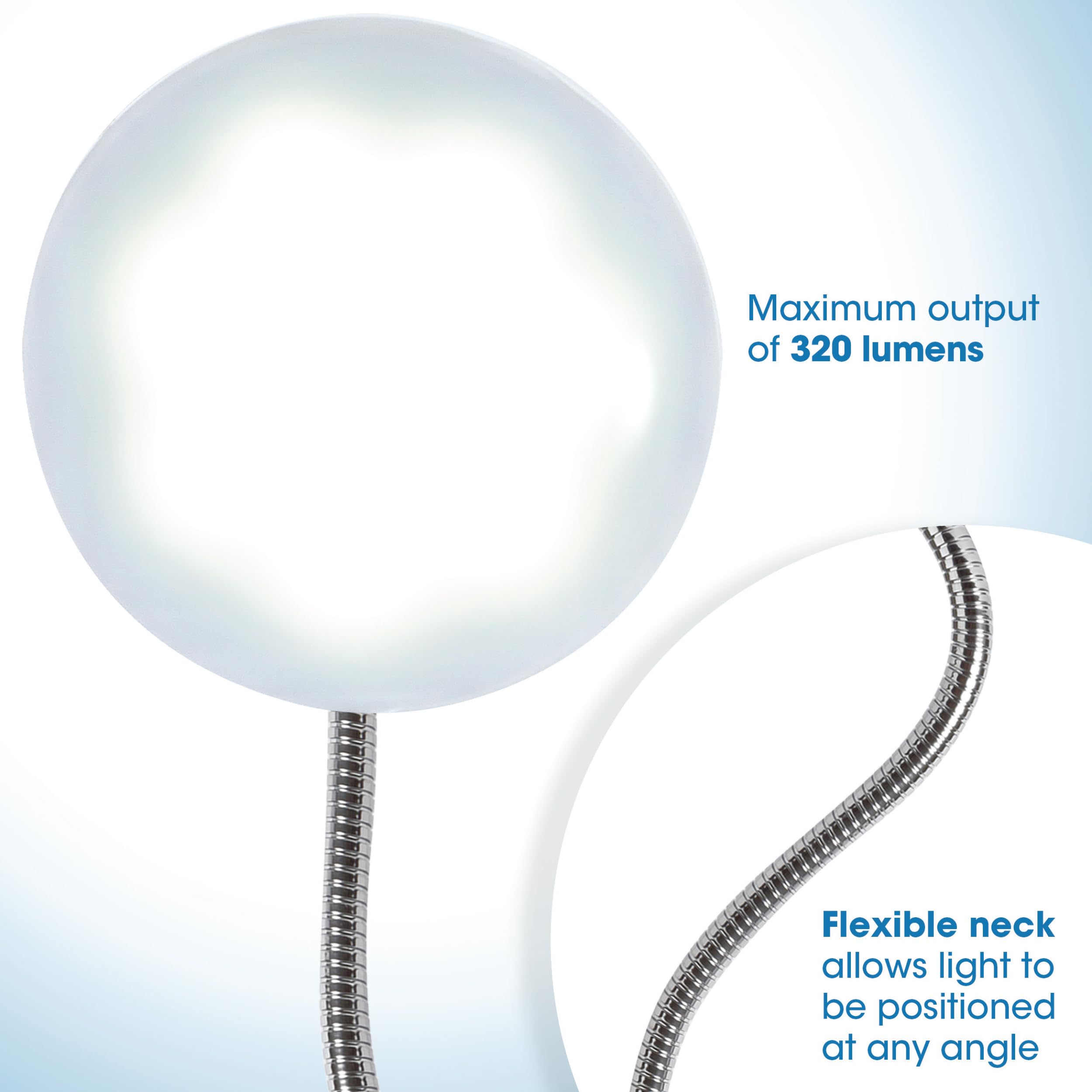 OttLite LED Cone Clip Lamp | Task Lamp, Desk Lamp | Sturdy Clip, Flexible Neck | Great for Home, Office, Work Space, Dorm