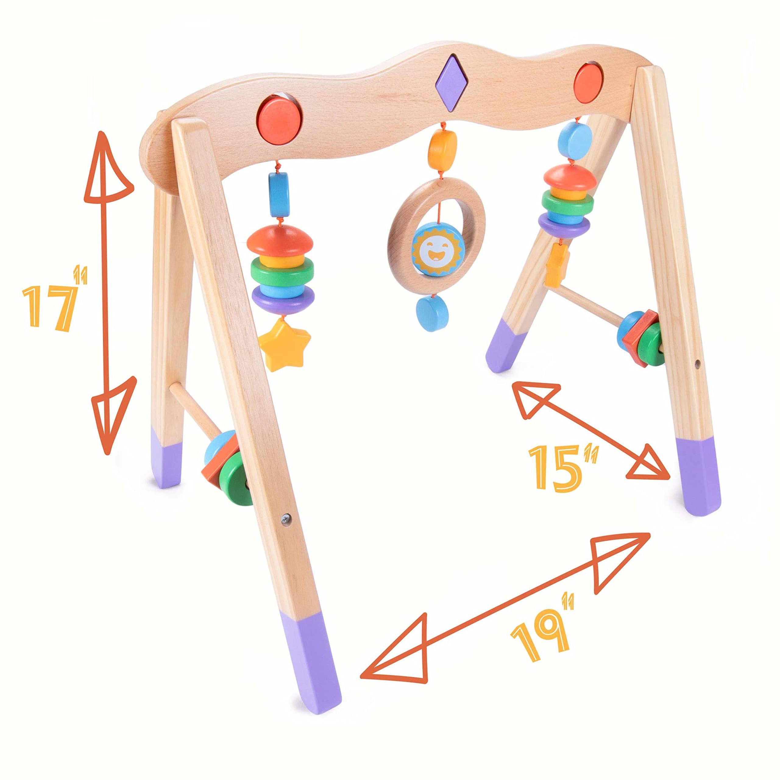 Little Olympians Wooden Baby Gym - Child Activity Center Newborns & Early Infants - Wood Mobile Interactive Play Station for Tummy Time - Educational & Developmental Learning Toys, Ages 0-5 Months