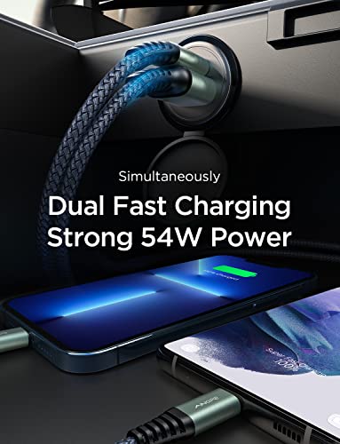 Car Charger USB C 54W Car Charger Adapter [Mini&Metal] AINOPE Cigarette Lighter USB Charger PD36W&QC3.0 Car Phone Charger Fast Charging for iPhone 14 Pro Max 13 12 Samsung Galaxy S23/22 Google Pixel