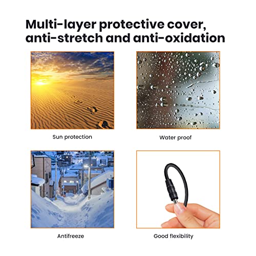 FlexSolar DC5521 Solar Connector Cable Male to Male 5.5x2.1mm Power Adapter Cable for Power Station, Surveillance Camera, LED Display, IP Camera, DVR, Router, Invoice Printer