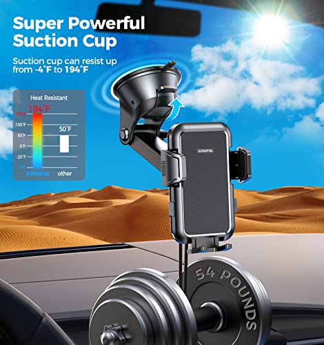 ADIUPUL Car Phone Holder Mount, Phone Mounts for Car (Bumpy Roads Friendly) 3 in 1 Universal Car Mount, Easy Clamp Hands Free Universal Fit for Dashboard Windshield Vent iPhone Samsung and More Phones