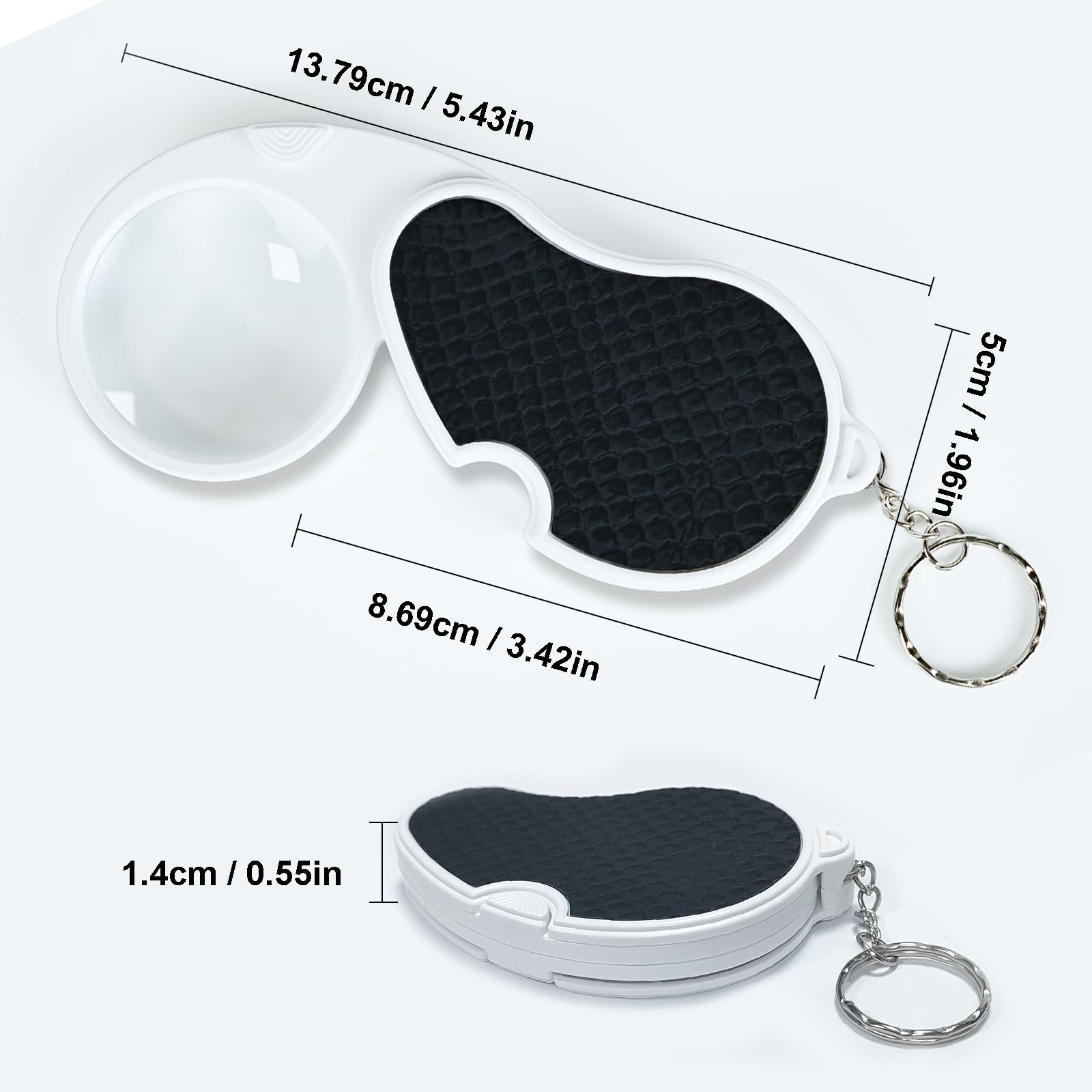 Magnifying Glass with Light, Lighted Magnifying Glass, 5X Handheld Pocket Magnifier Small Illuminated Folding Hand Held Lighted Magnifier for Reading Coins Hobby Travel - 45 Mm Diameter