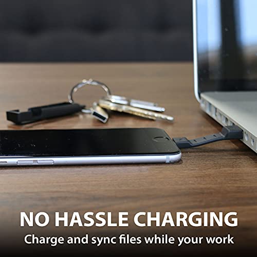 Lever Gear CableKit - Key Chain Phone Charger for Apple iPhone Lightning Devices + Micro USB Adapter + Keyring Case for Short iPhone Charger Cord. Multi Keychain Charger iPhone Keychain Cable (1 Pack)