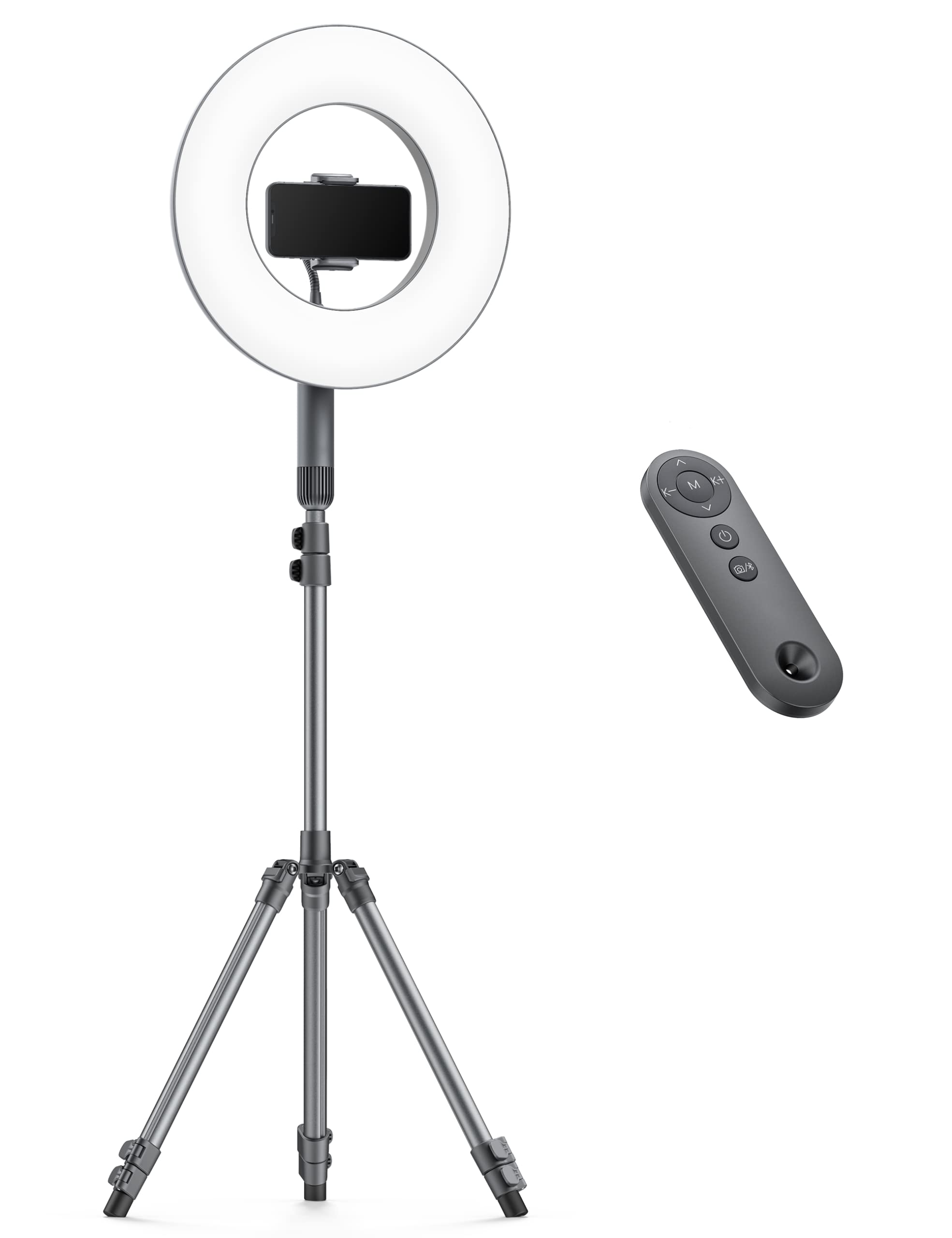14” Selfie Ring Light with 78” Extendable Tripod and 2 Phone Holders, 5 Color Modes and 10 Brightness Levels, Remote Light Control, Bluetooth Shutter, Adjustable Led Ring Light for Makeup/Video/TikTok