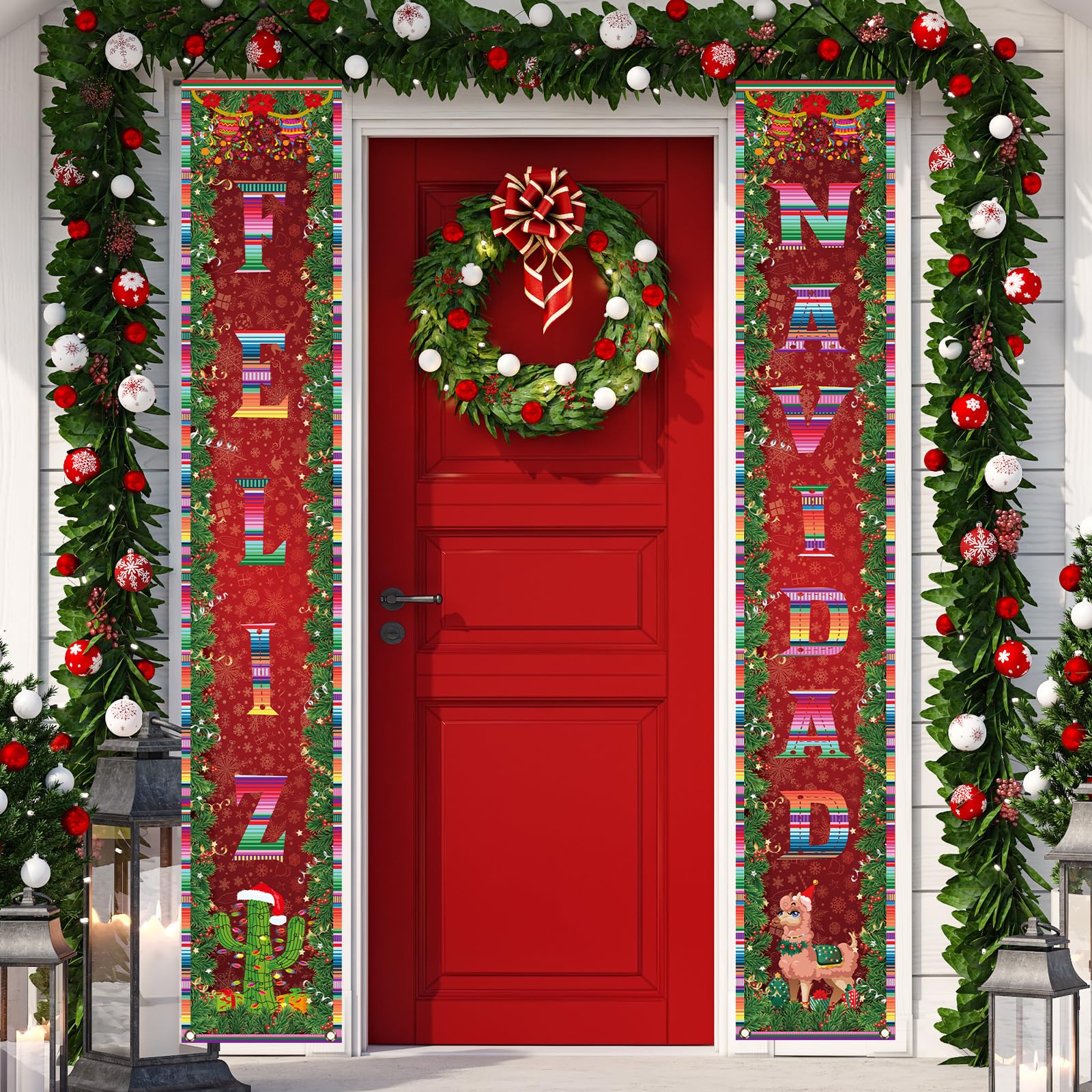 Feliz Navidad Decorations Mexican Christmas Porch Banner Feliz Navidad Welcome Sign Mexican Christmas Decorations and Supplies for Home Party