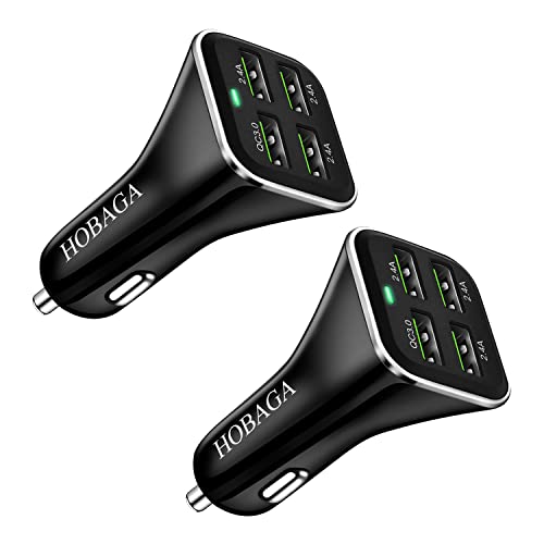 USB Car Charger Adapter, QC 3.0 Fast car Charger, 4-Port Multi 9.6 Amp 48W Rapid Car Charger Compatible with iPhone 13/12/11 Pro Max, Samsung Galaxy S20 Ultra/Note20, LG, Pixel and More[2PACK].