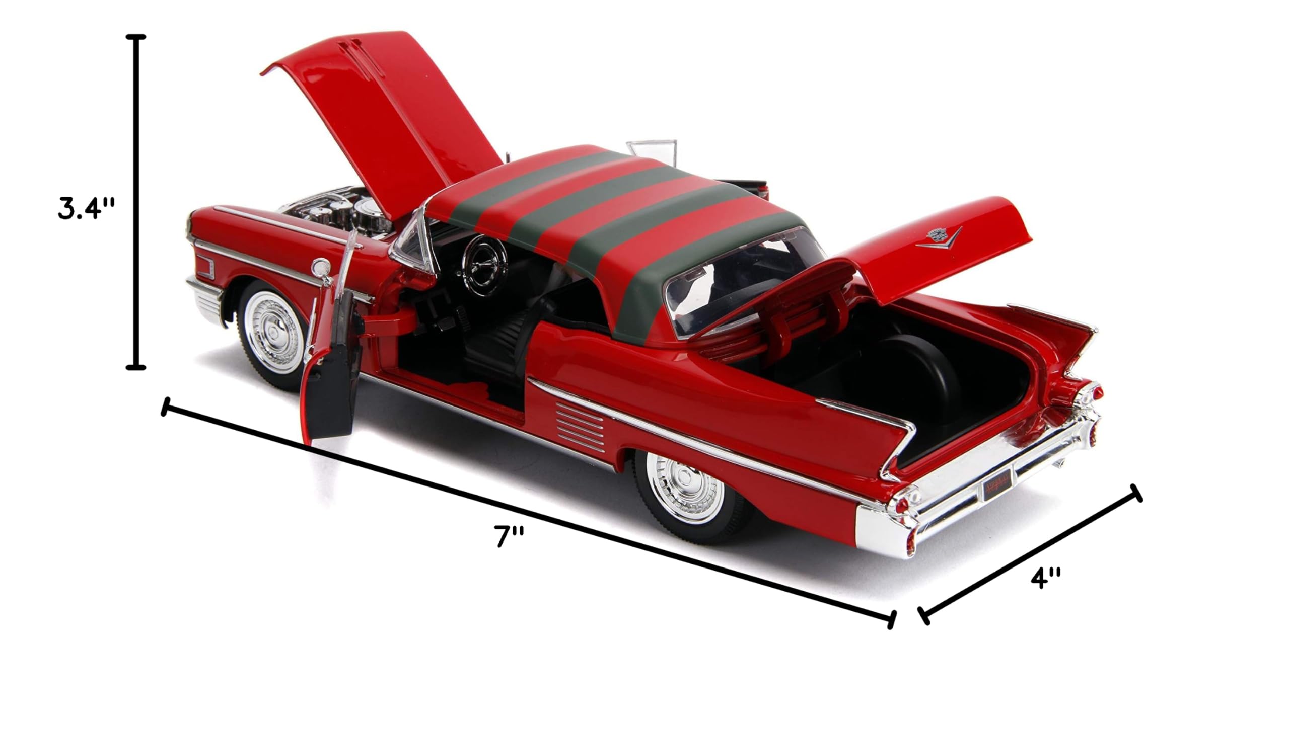 Jada Toys 1:24 Nightmare - '57 Cadillac W/Figure, Red, Standard, 26066