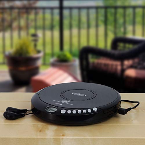 Jensen Portable CD-120BK Portable Personal CD Player Compact 120 SEC Anti-Skip CD Player β Lightweight & Shockproof Music Disc Player & FM Radio Pro-Earbuds for Kids & Adults