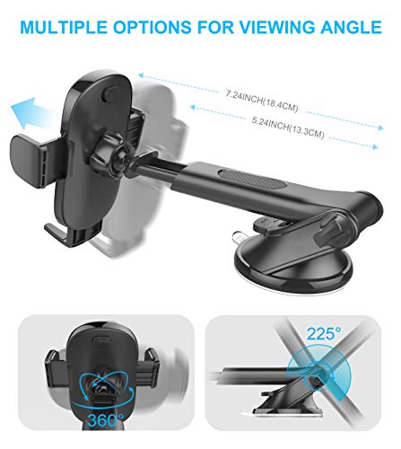 APPS2Car Suction Cup Car Phone Holder Mount, Dashboard/Windshield/Window Phone Holder for Car with Ultra Sticky Gel Pad, Compatible with iPhone, Samsung, All Cellphone, Thick Case & Big Phone Friendly