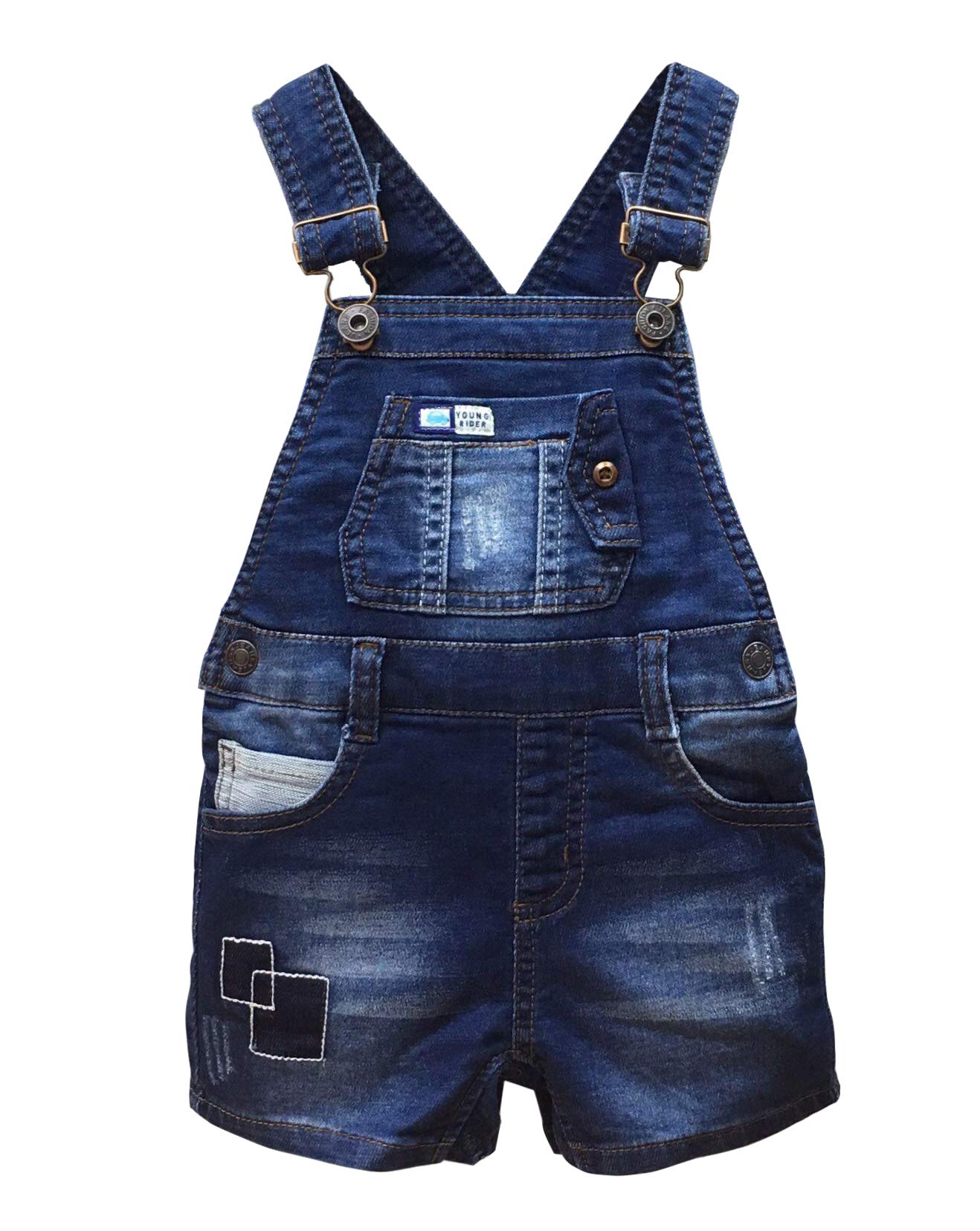 KIDSCOOL SPACE Baby & Little Girls/Boys Summer Shorts,Adjustable Jean Shortall Overalls,Blue,3-4 Years