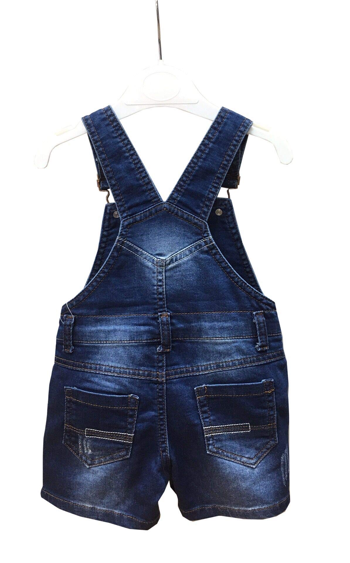 KIDSCOOL SPACE Baby & Little Girls/Boys Summer Shorts,Adjustable Jean Shortall Overalls,Blue,3-4 Years