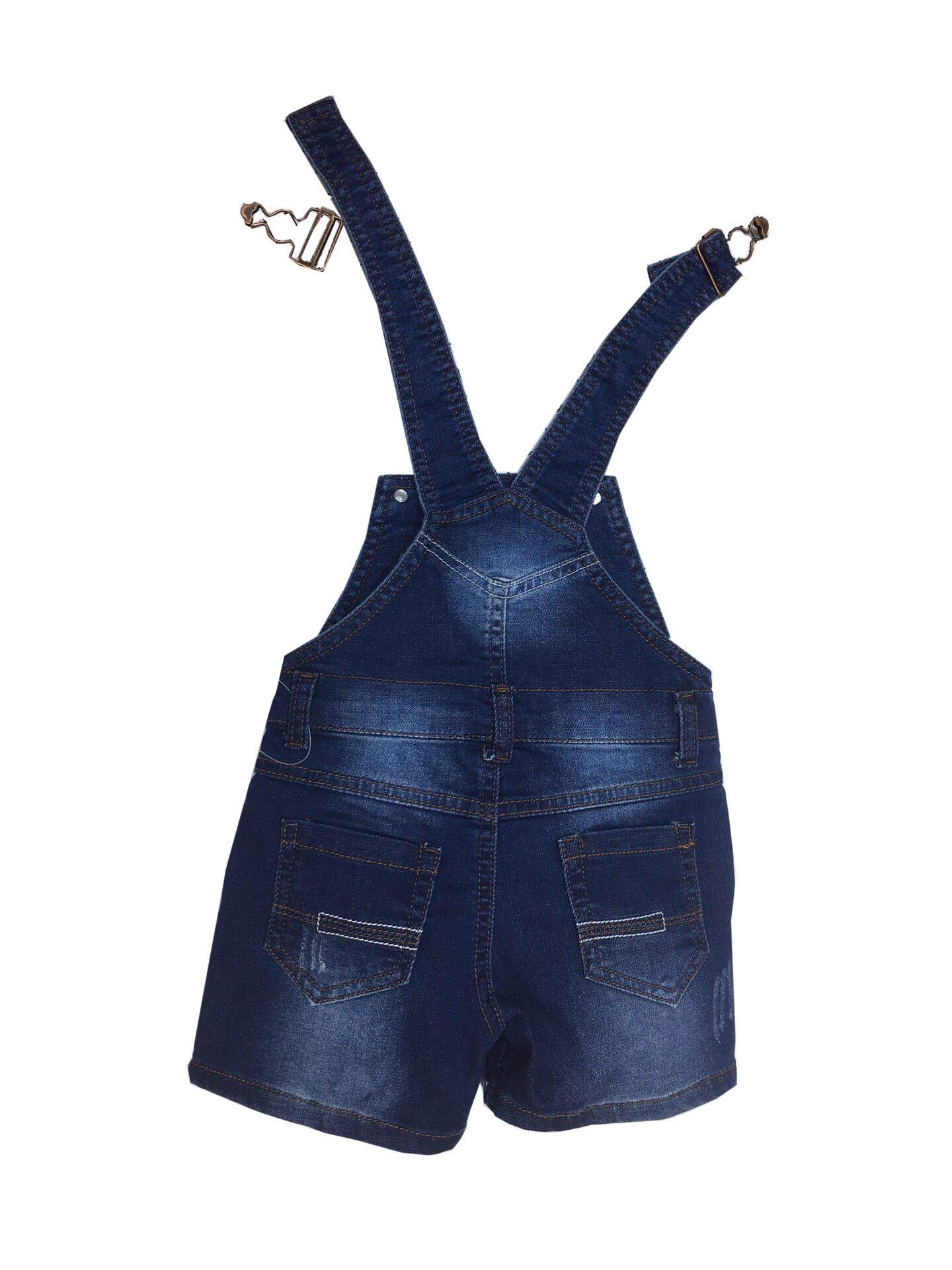 KIDSCOOL SPACE Baby & Little Girls/Boys Summer Shorts,Adjustable Jean Shortall Overalls,Blue,3-4 Years